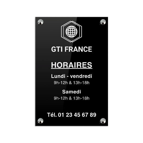 Panneau horaire d'ouverture en plexiglass - 20 x 30 cm - GTI FRANCE